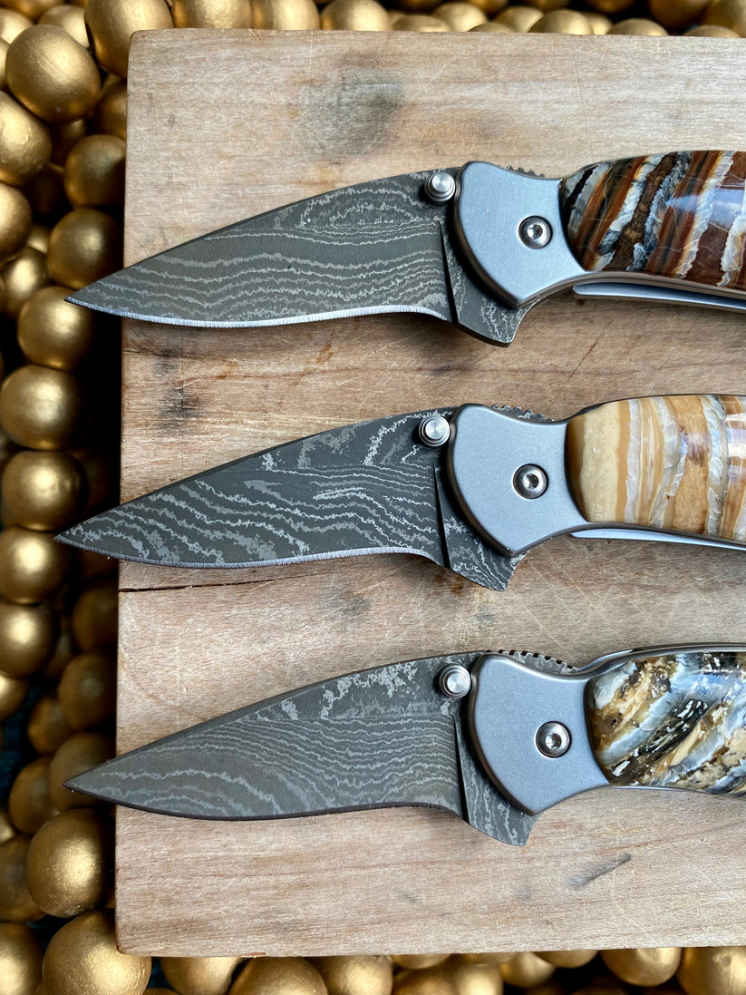 Kershaw Damascus Chive Mammoth Tooth Pocket Knife – Houston Museum of ...